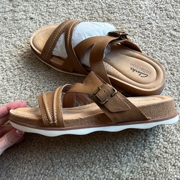 Clarks | Shoes | Collection By Clarks Brynn Leather Buckle Slide Sandal ...